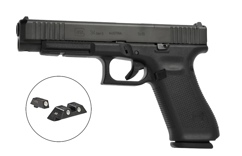 GLOCK 34MOS GEN5 9MM PISTOL BLACK, FRONT SERRATION